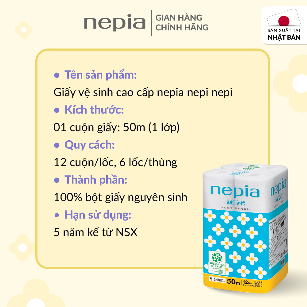 GIẤY VỆ SINH CAO CẤP nepia nepi nepi (1 lớp) - Nepia